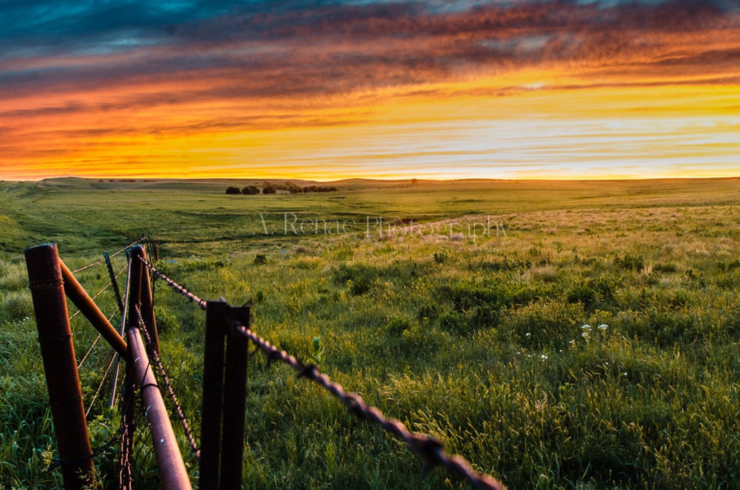 Kansas Sunset Prairie Landscape Fine Art Print - Etsy