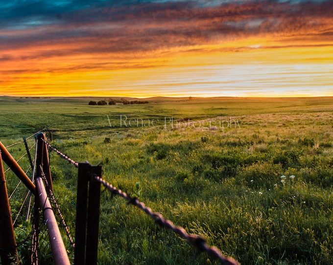 Flint Hills Kansas Print: Stormy Sunset Prairie Landscape Photography ...