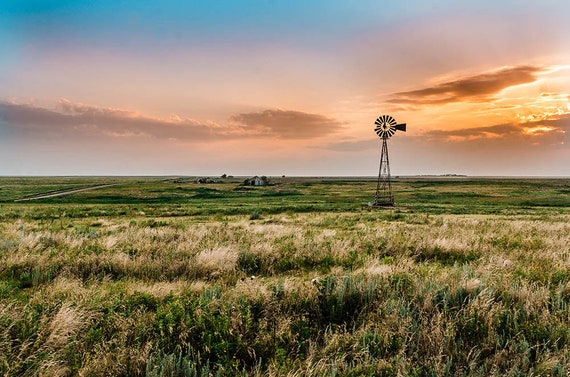 Windmill And Sunset Wallpaper