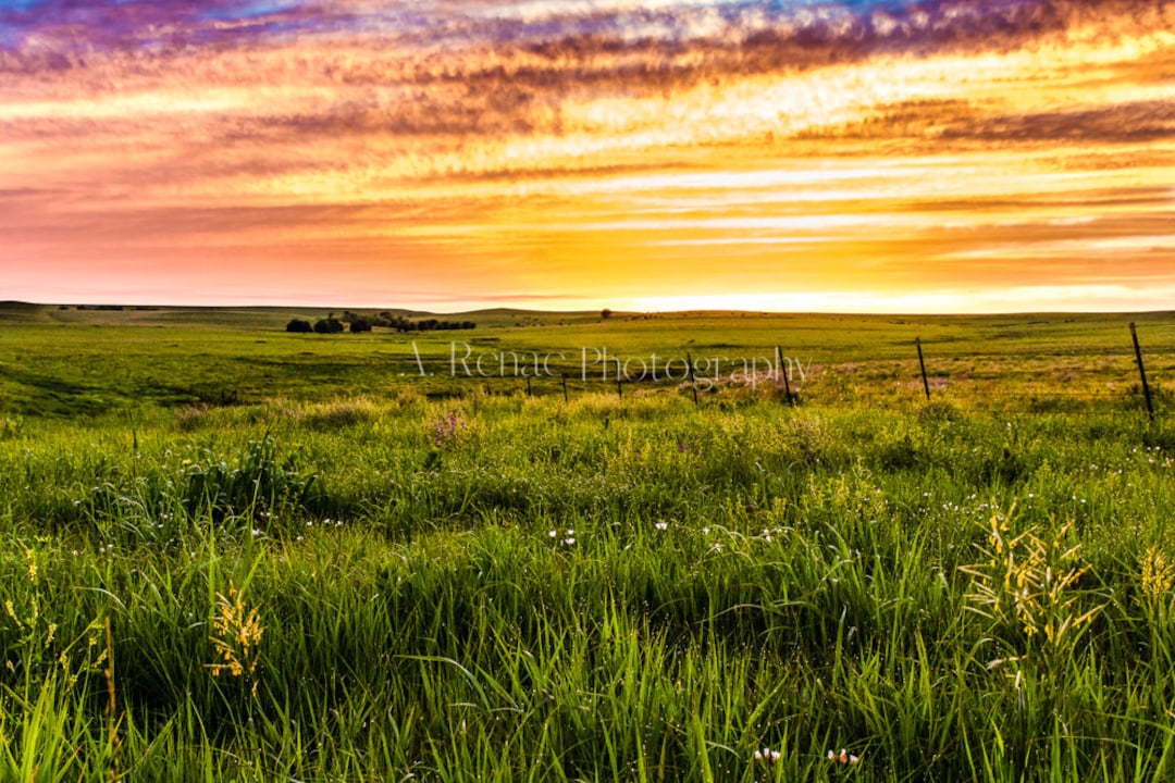 Kansas Sunset Prairie Landscape Fine Art Print - Etsy