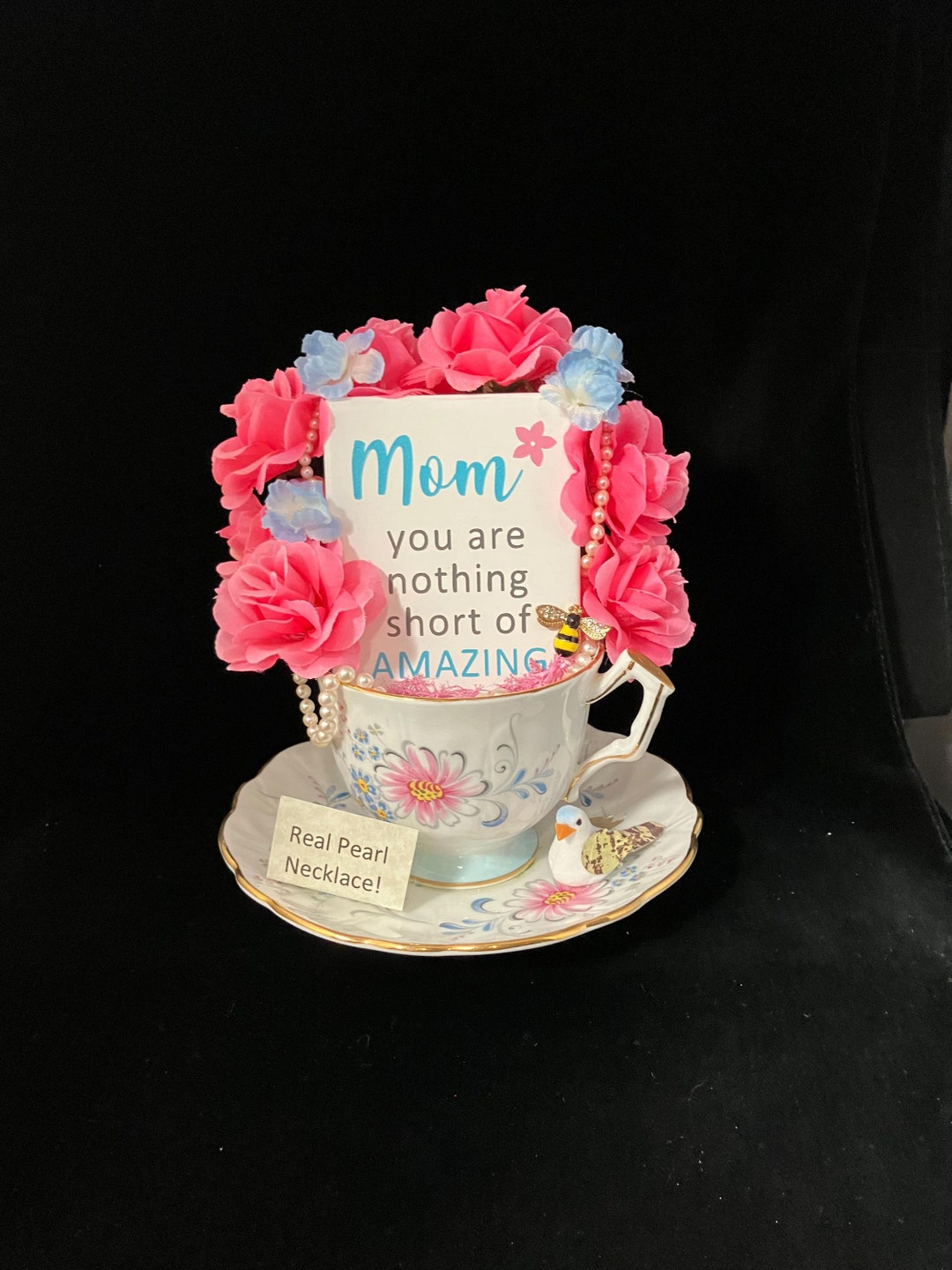 Mom You Are Amazing Teacup With Real Pearls, Designed in a Vintage ...
