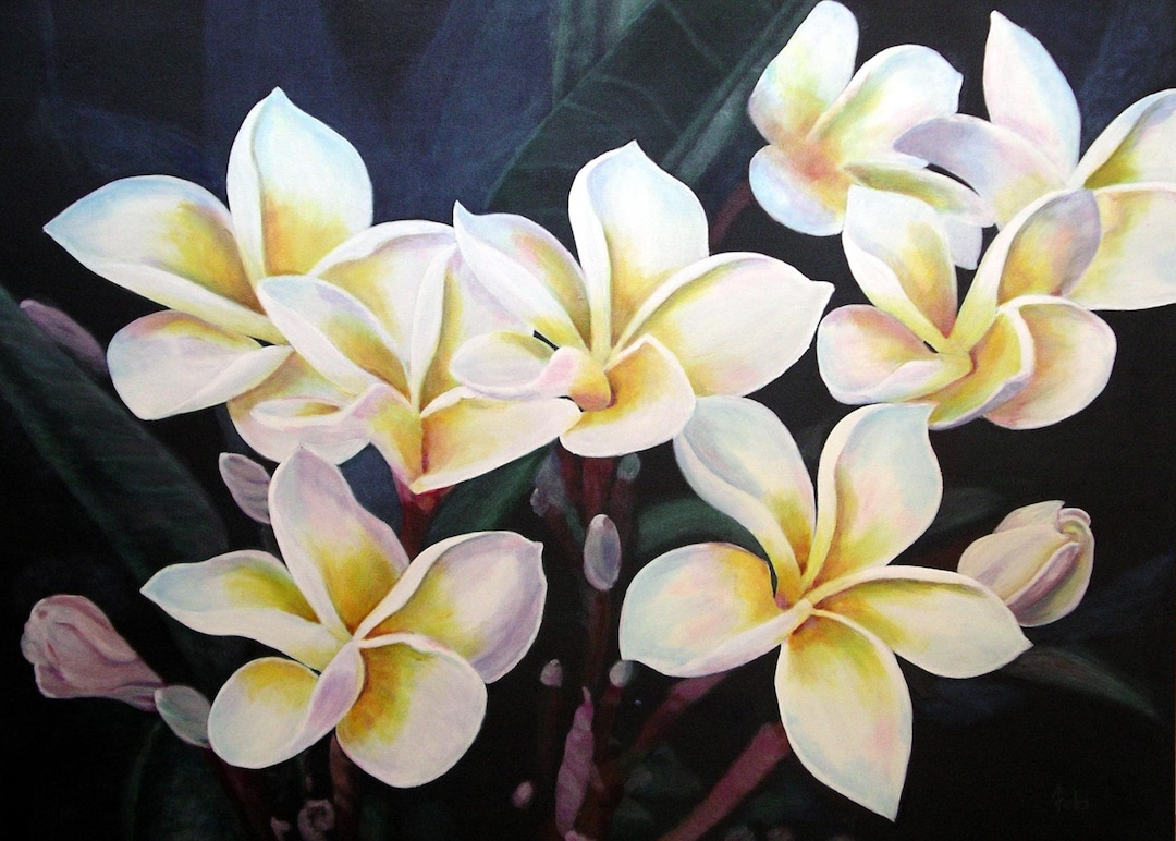 Frangipani Painting, Home Decor, Flower Painting, Flower Wall Art ...