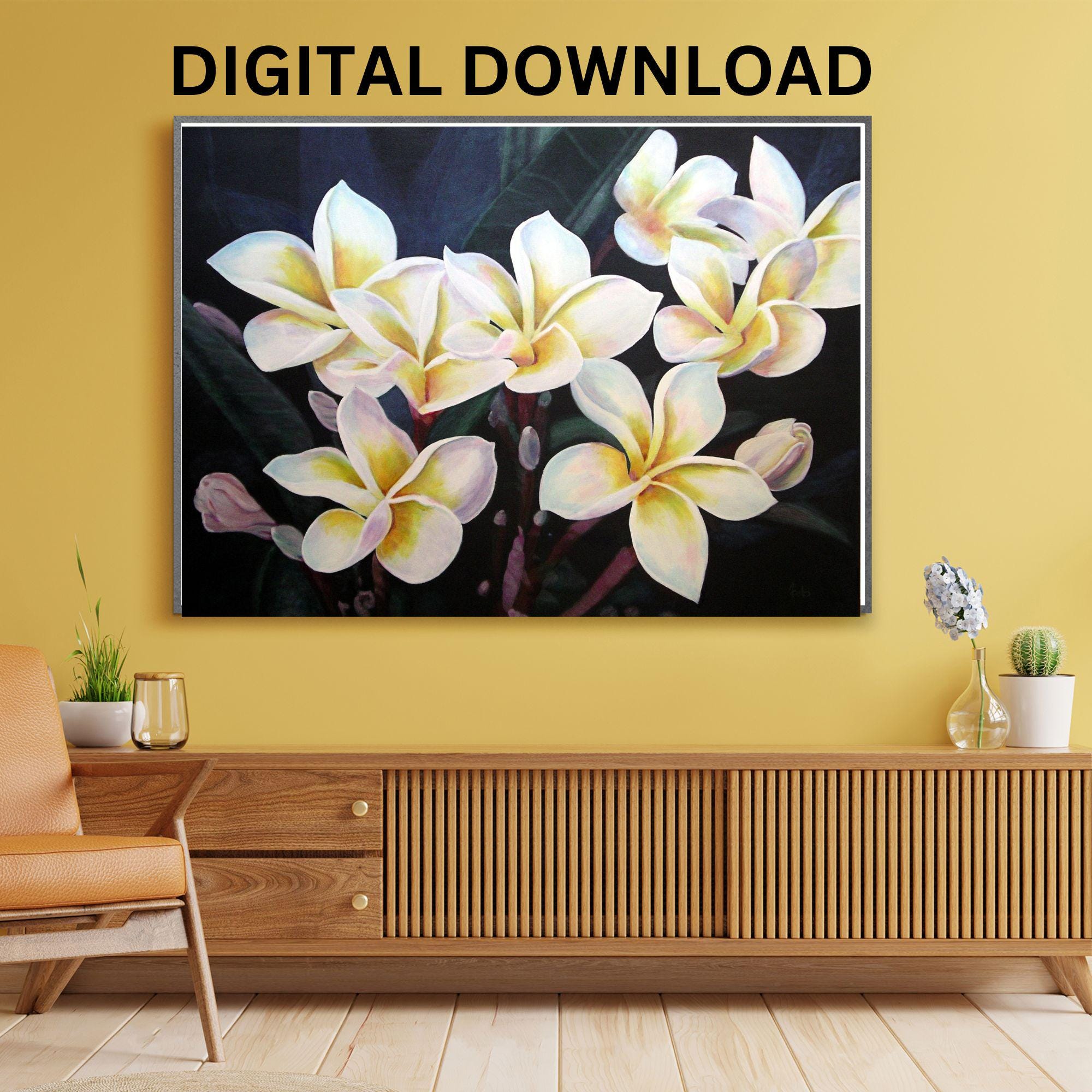 Frangipani Painting, Home Decor, Flower Painting, Flower Wall Art ...
