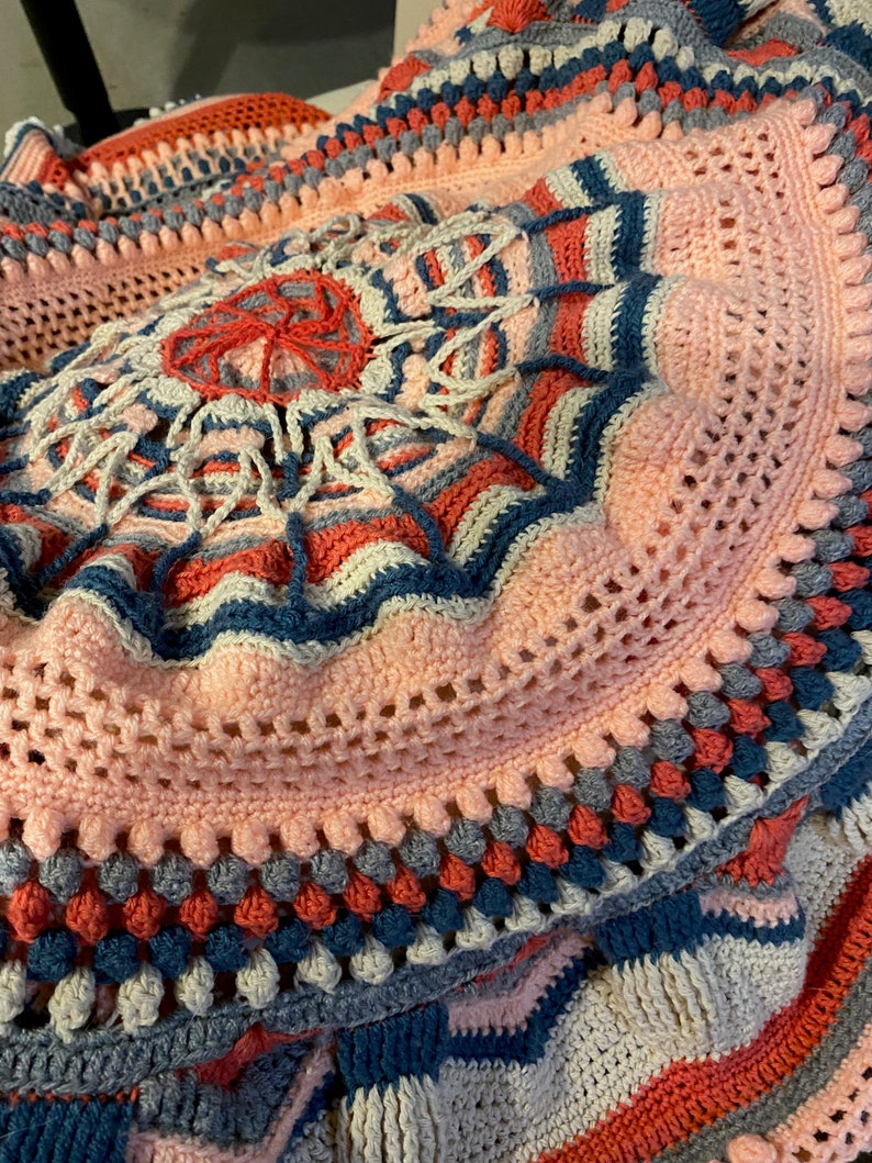 Peach Mandala Blanket/rug/throw Crochet Pattern, Home Decor, Gift ...