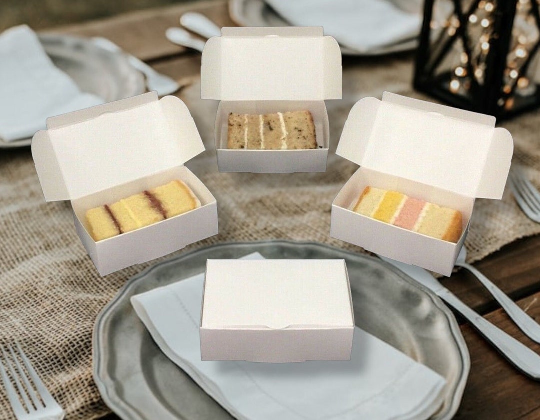 White Single Slice Cake Boxes: Elegant Party Favours - Etsy UK