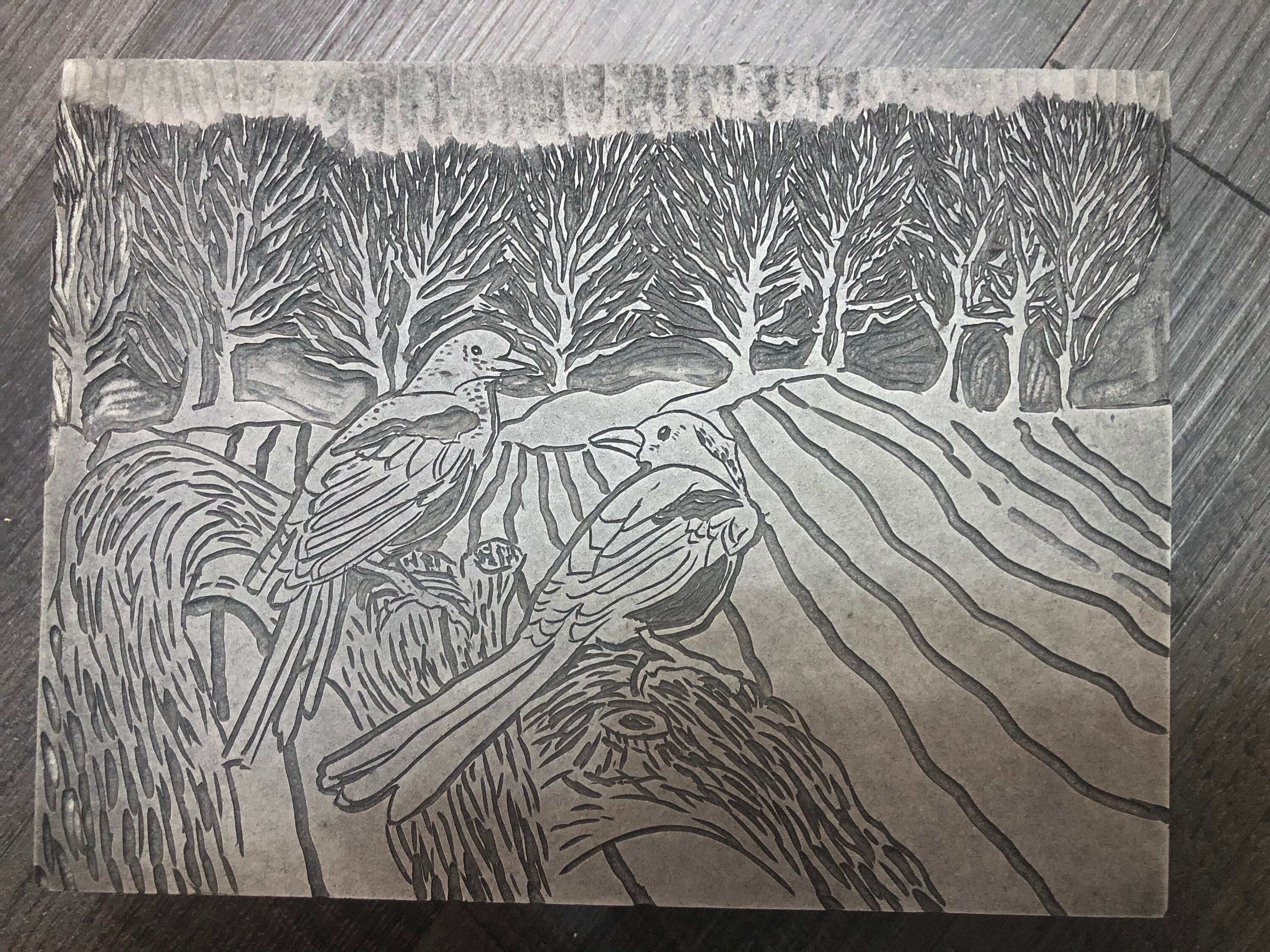 Winter Magpies in North Norfolk Linocut - Etsy UK