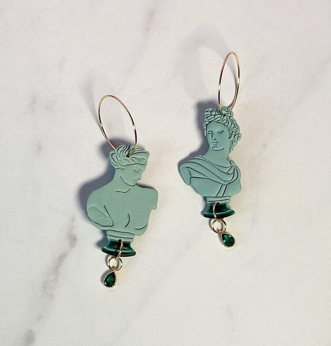 Apollo Artemis Hoop Earrings: Greek Statue Clay Jewelry - Etsy