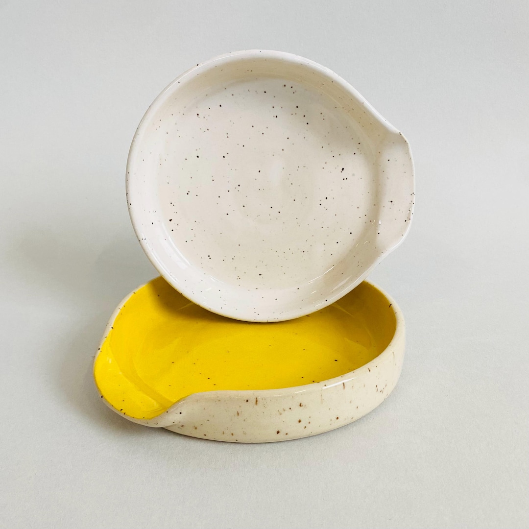 Spoon Rest, Ceramic Handmade in Speckled White or Yellow - Etsy
