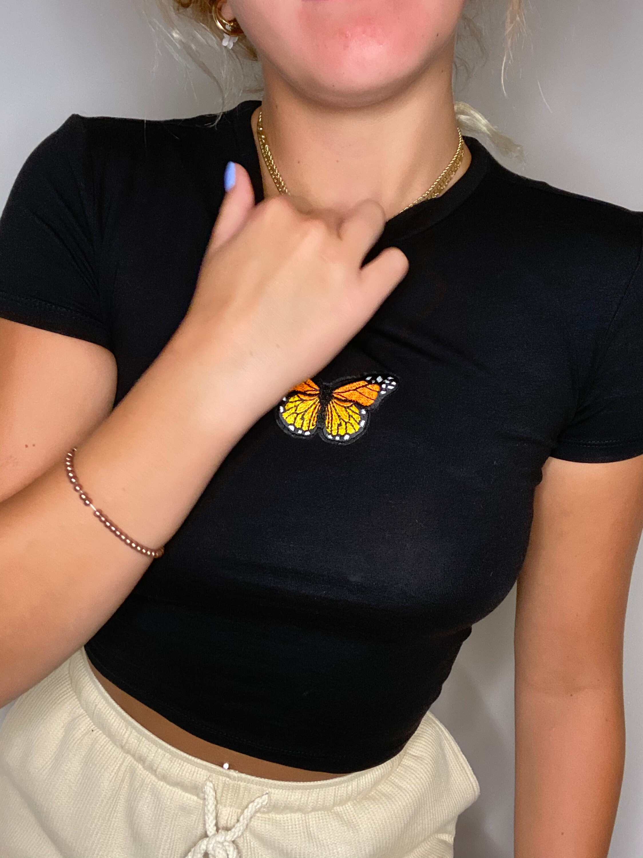 Monarch Butterfly Crop Top Black Butterfly Crop Tee Butterfly Cropped ...