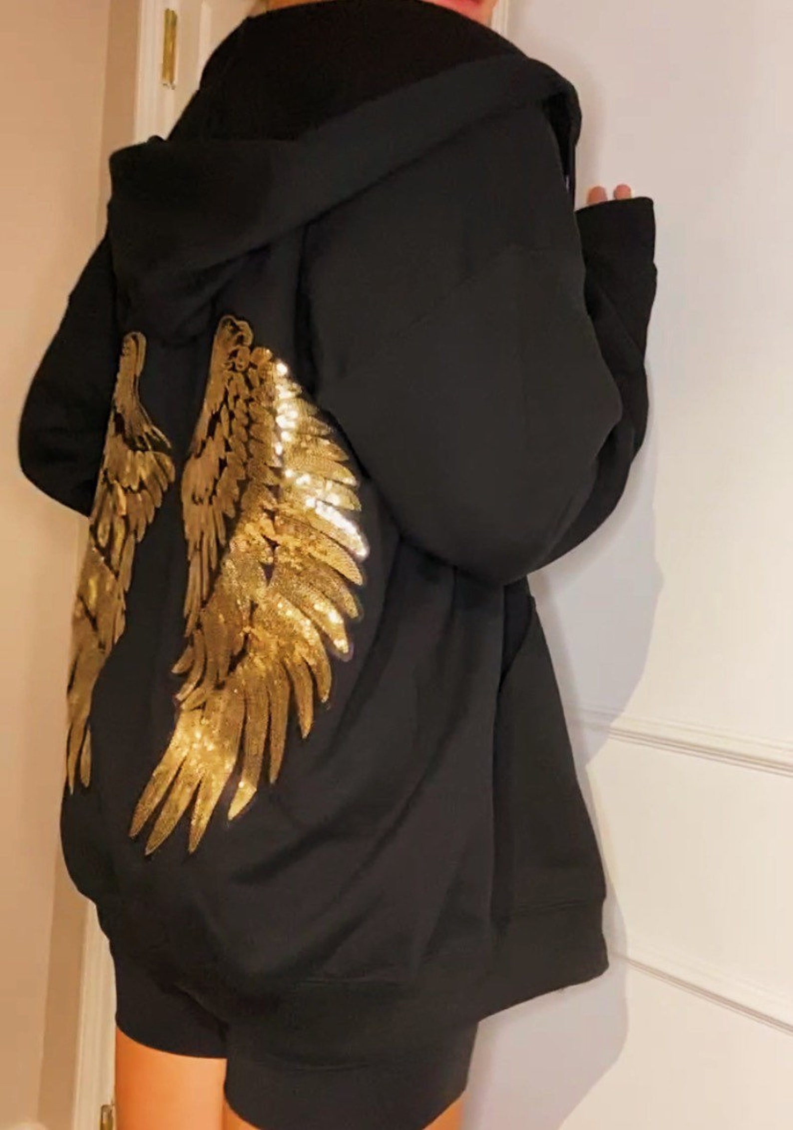 Gold Sequin Angel Wing Hoodie Diamond Bedazzled Angel Wing - Etsy