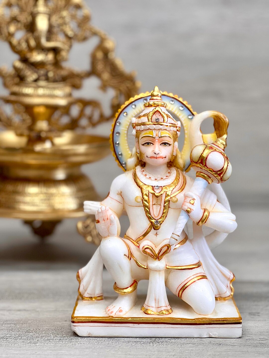 Hanuman Statue 8 Height Hand Painted Marble - Etsy