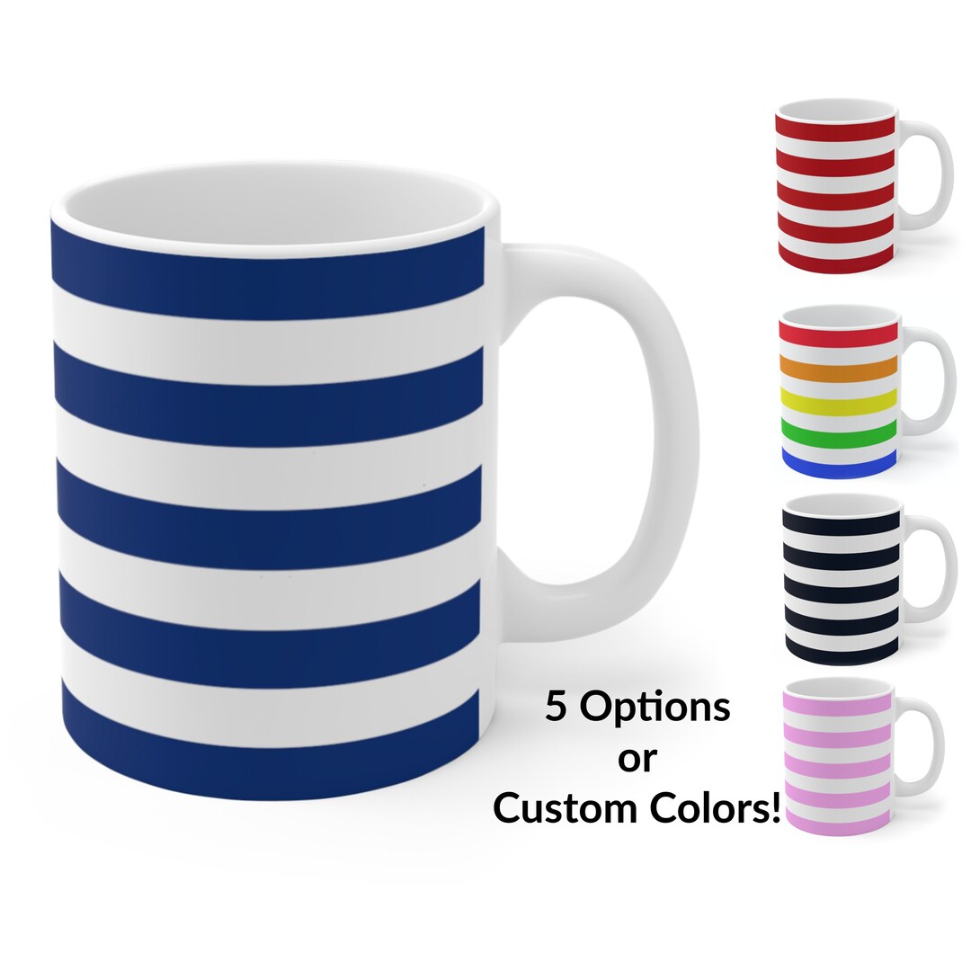 Navy Striped Mug - CUSTOM Striped Coffee Mug - Striped Mug - Classic ...