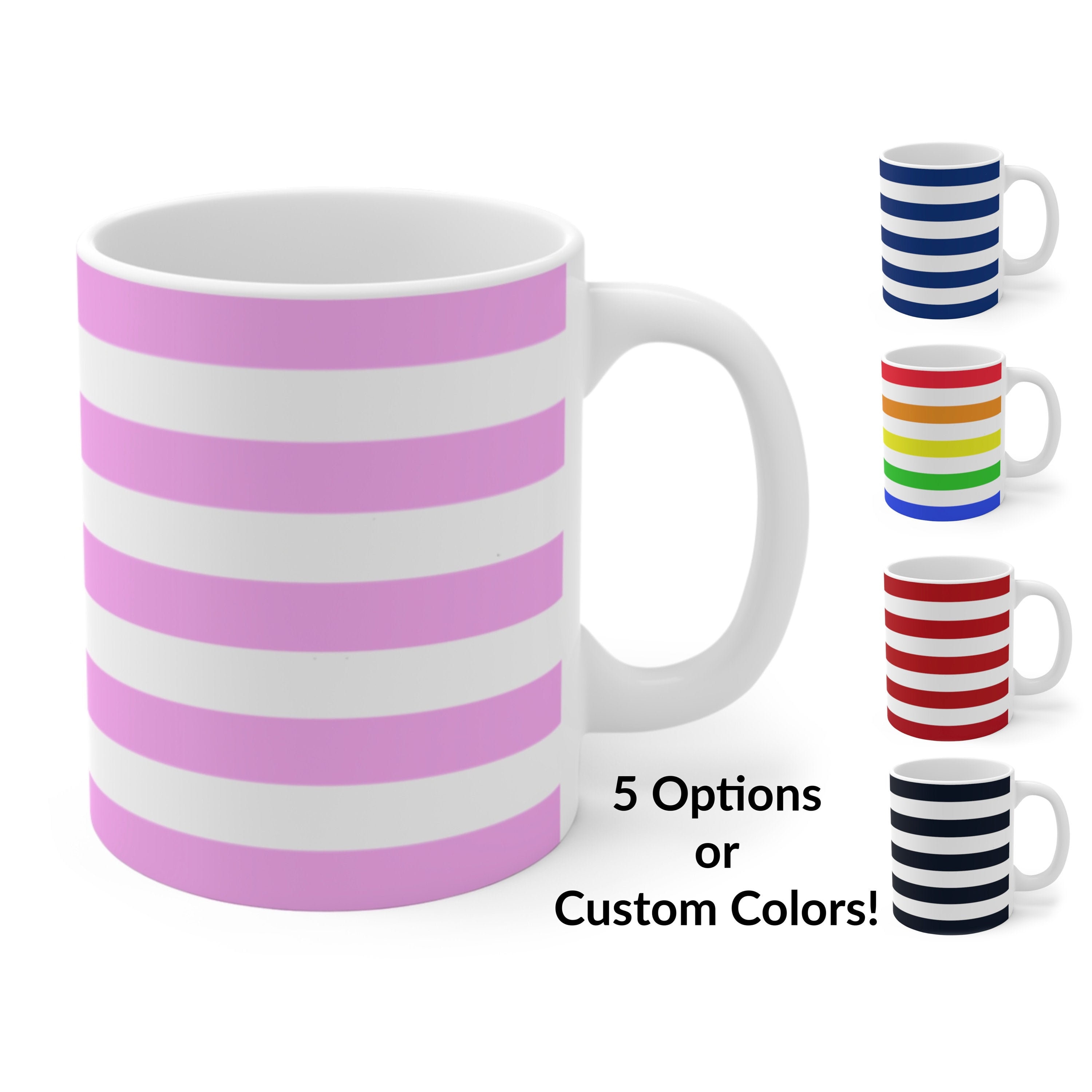 Pink Striped Mug CUSTOM Striped Coffee Mug Pink Stripes | Etsy