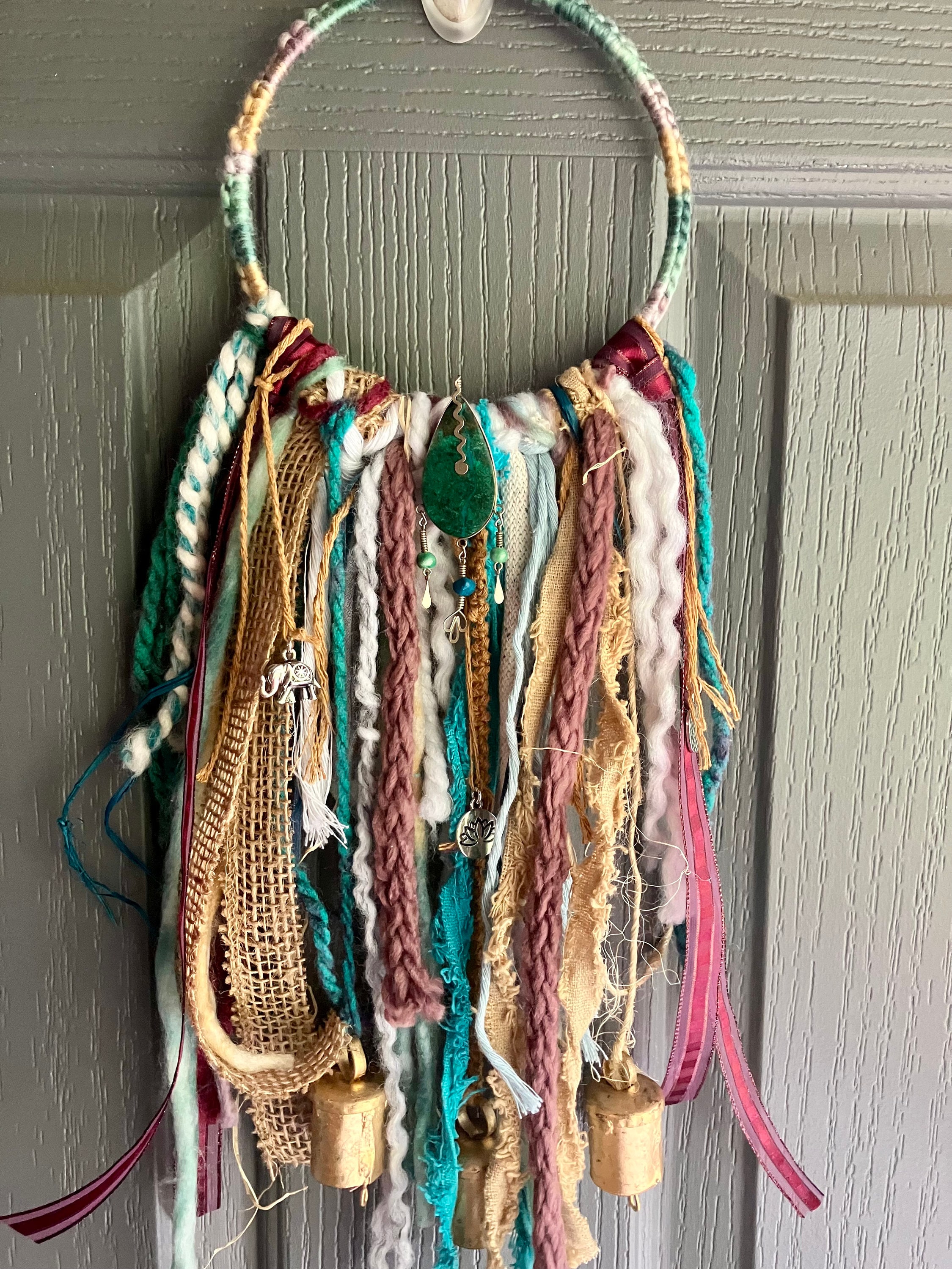 Macramé Witch Bells: Door Hanger With Charms & Rustic Gold Bells - Etsy