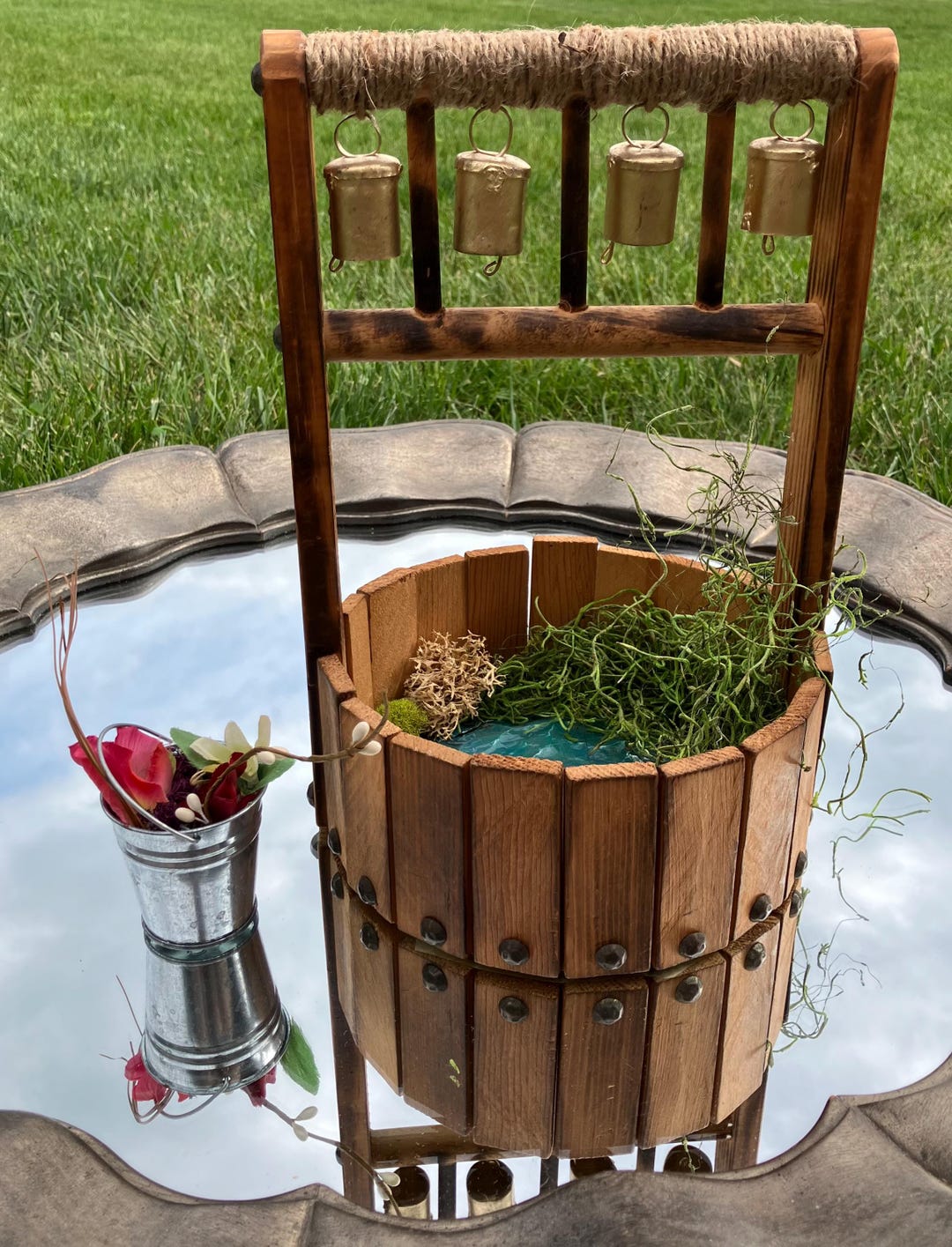 Mini Wishing Well, Painted Frog in a Well, Tibetan Bells Wind Chime - Etsy