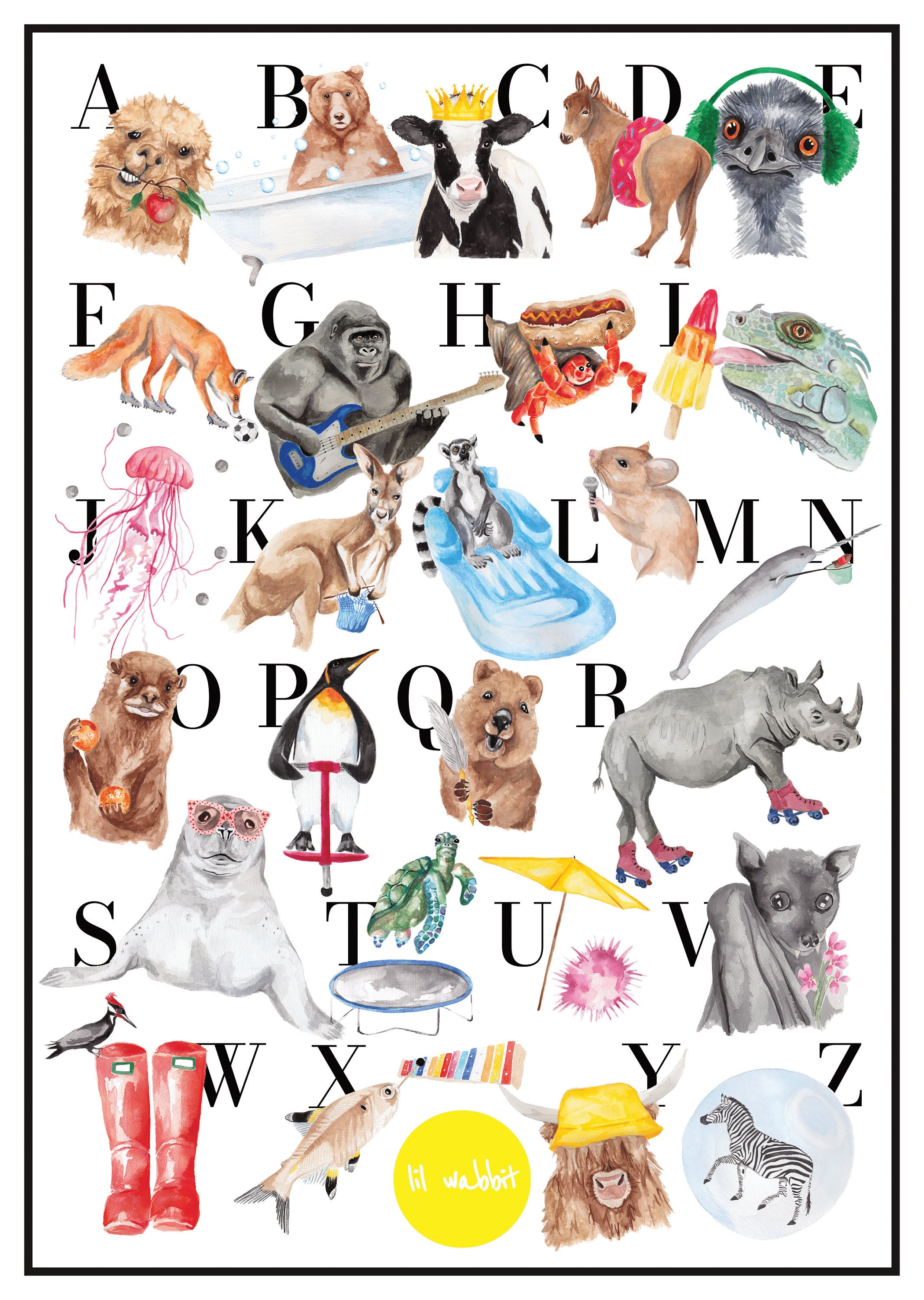 Animal Alphabet Print A3 | Etsy