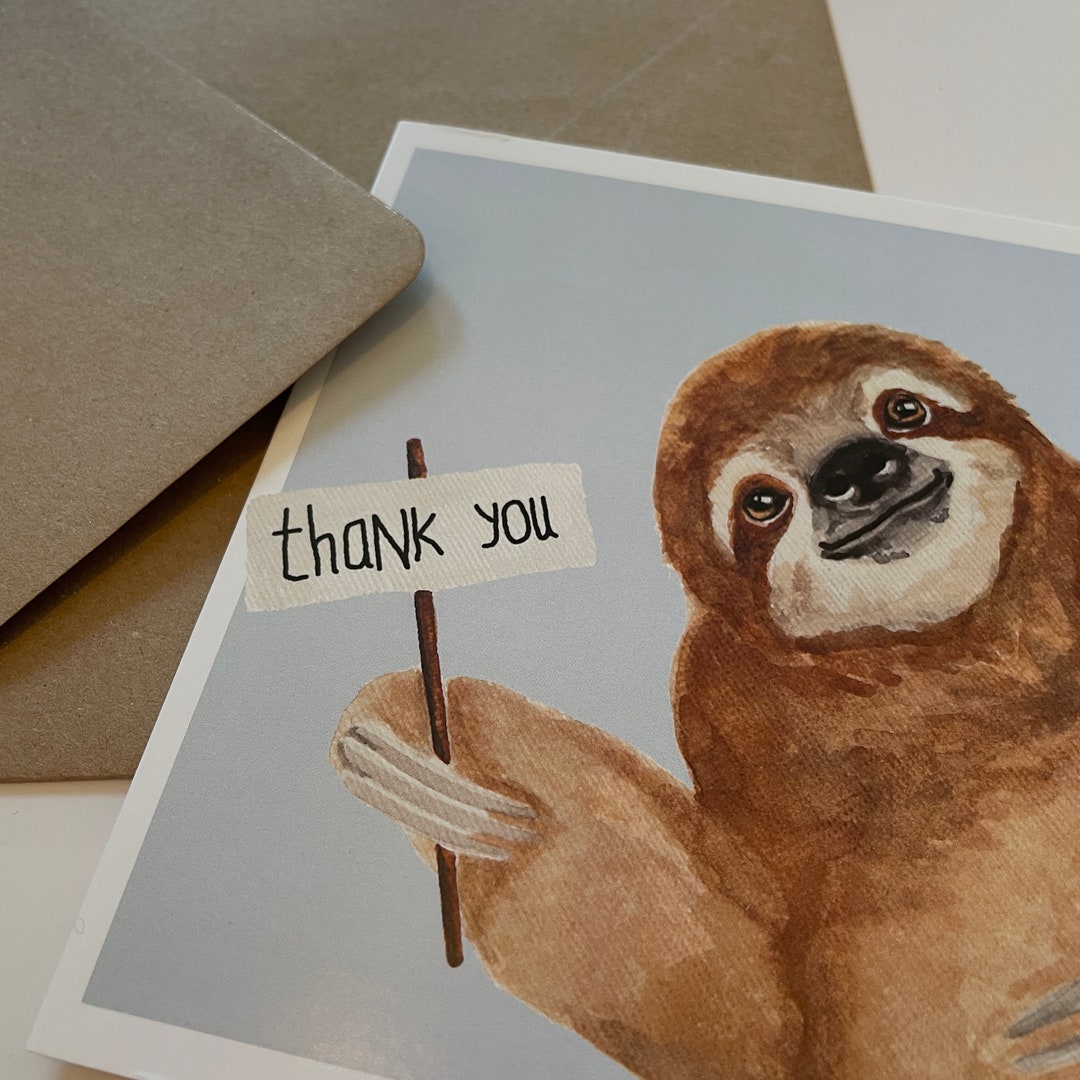 Thank You Sloth Card - Etsy UK