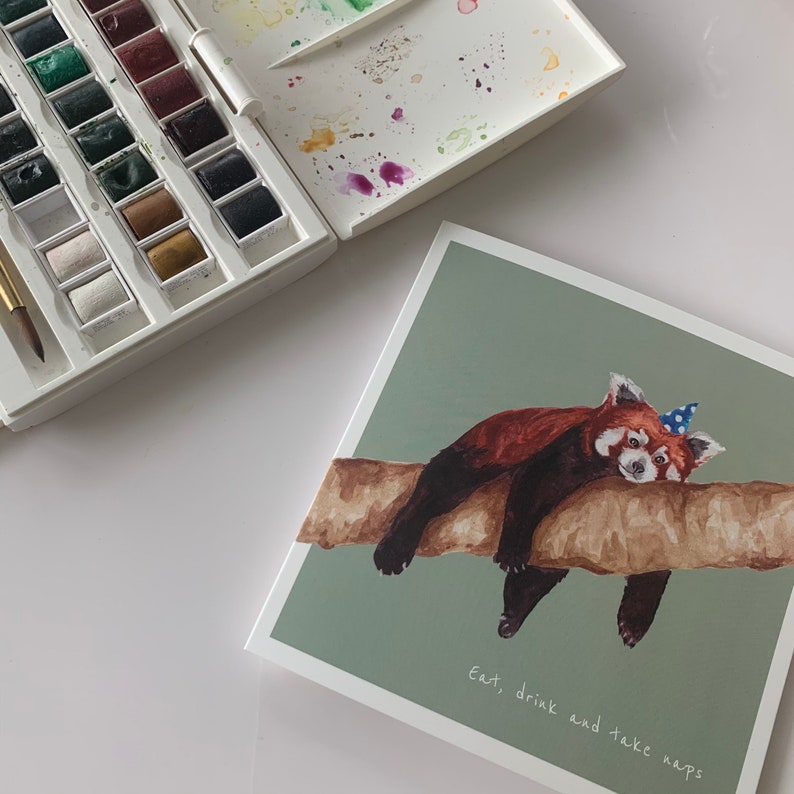 Napping Red Panda Birthday Card - Etsy