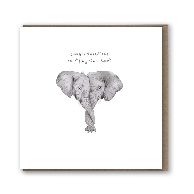 Elephant Tying the Knot Card - Etsy
