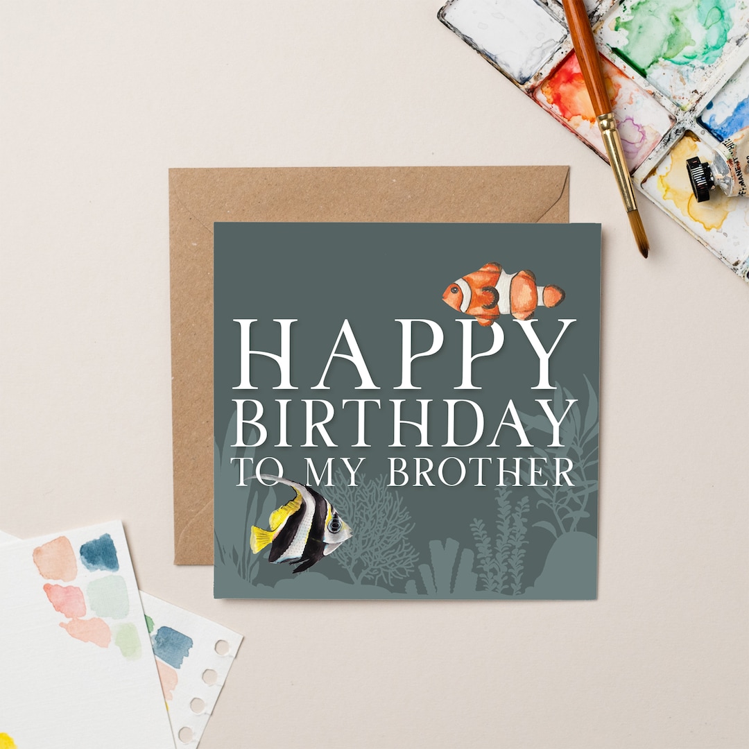 Fish Happy Birthday Brother Card - Etsy