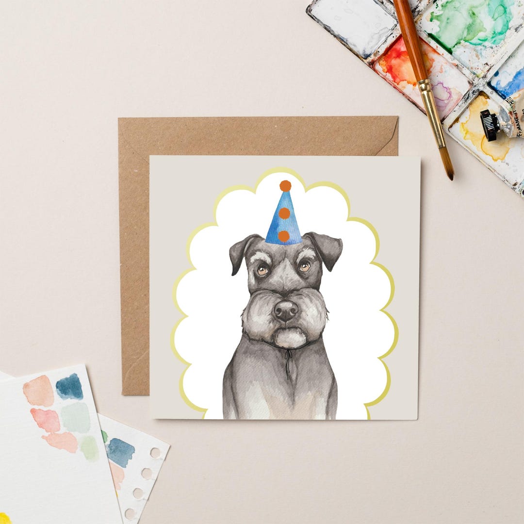 Schnauzer Gold Foil Card - Etsy