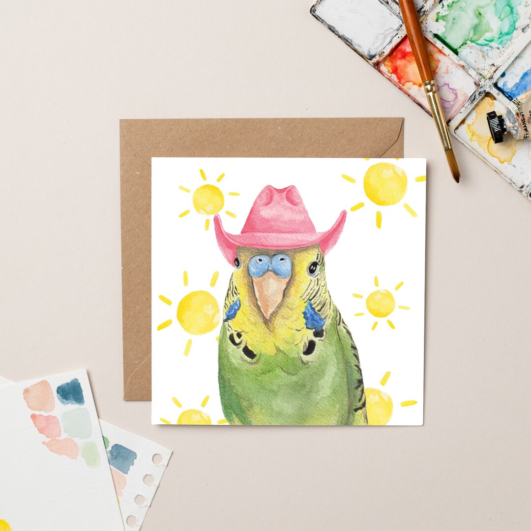 Cowboy Bird Card - Etsy