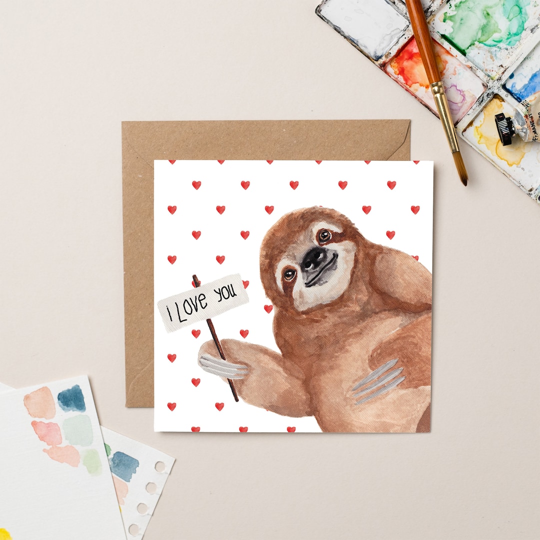 I Love You Sloth Card - Etsy UK