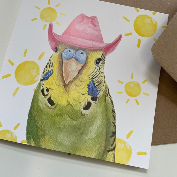 Cowboy Bird Card - Etsy