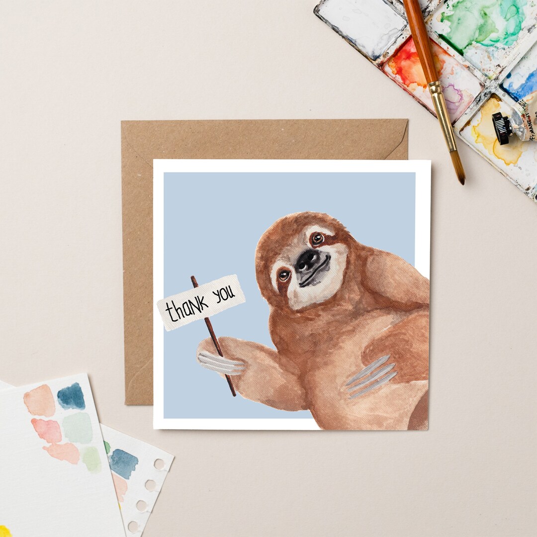 Thank You Sloth Card - Etsy UK