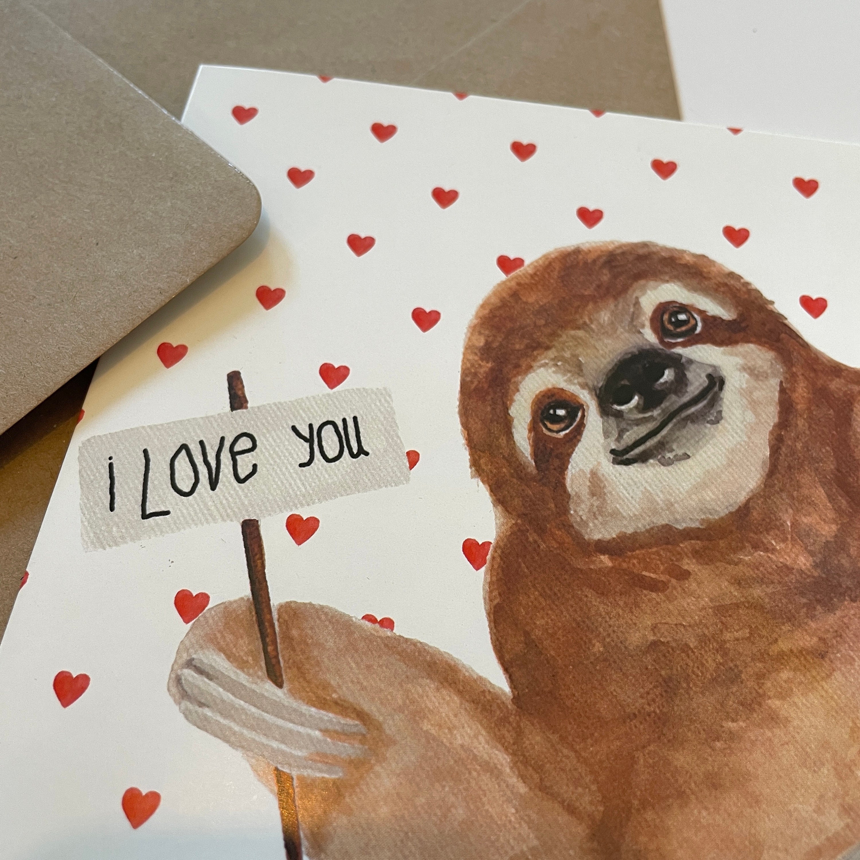 I Love You Sloth Card - Etsy UK