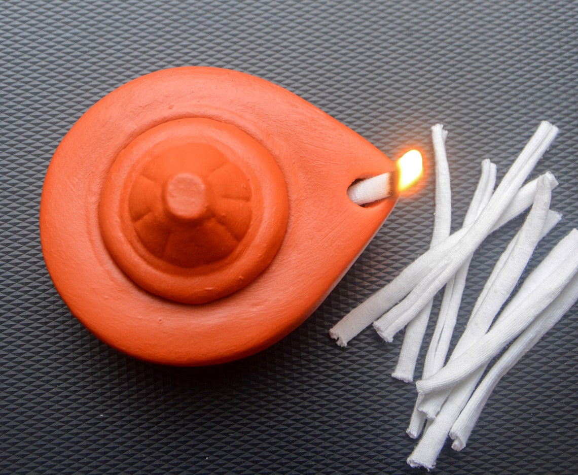 Clay Lamps Diyas Home Room Décor Oil Lamp Handmade Round - Etsy