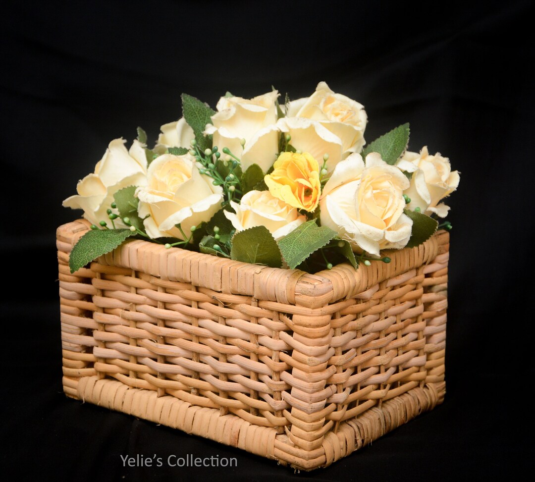 Handmade Woven Natural Cane Containers Ornament Hamper Organizer Flower ...