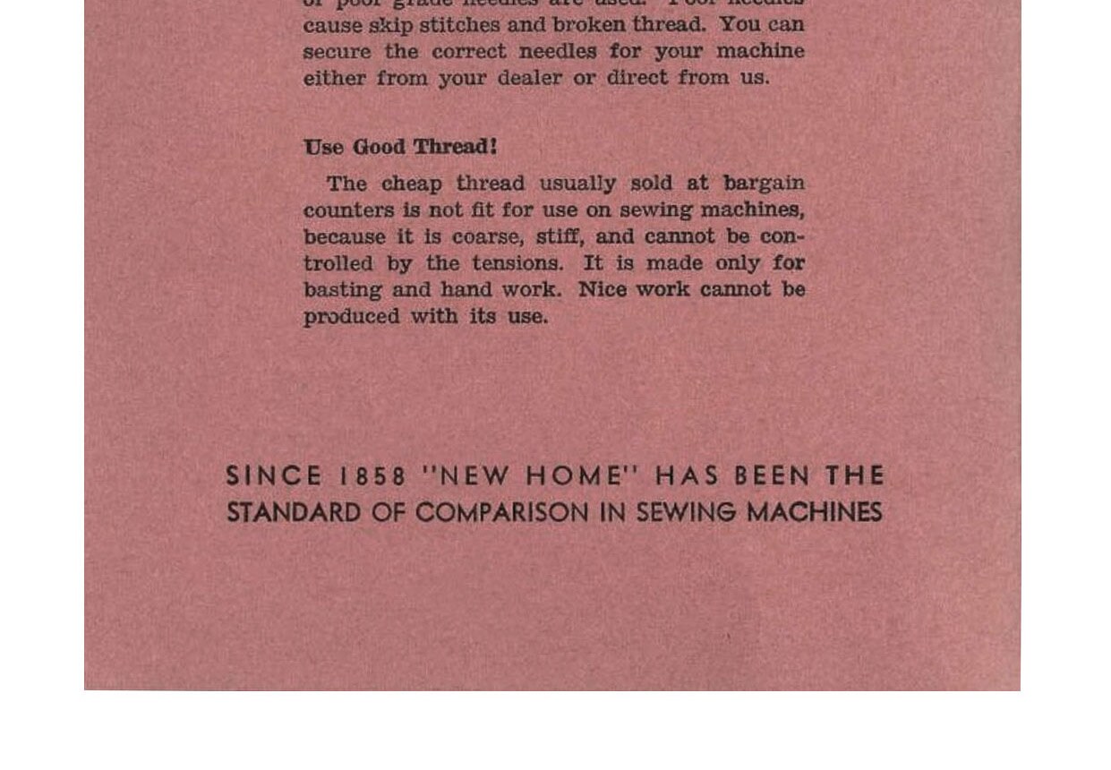 Instruction Manual _NEW HOME Model: NH Sewing Machine _digital Download ...