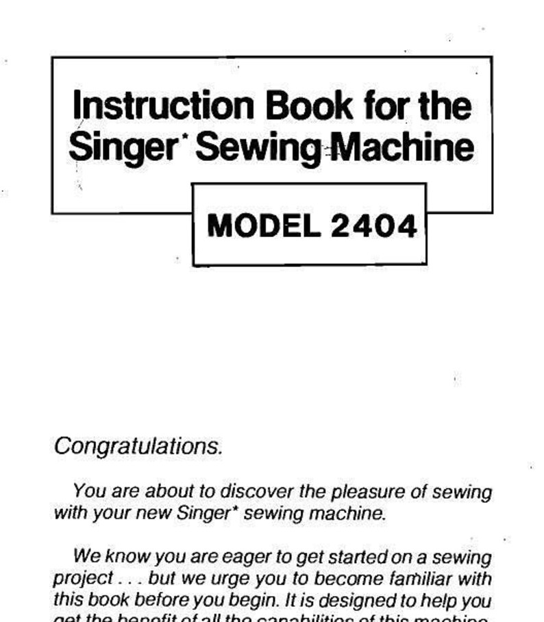 Singer Merritt 2404 _instruction Book _PDF Format _digital Download - Etsy
