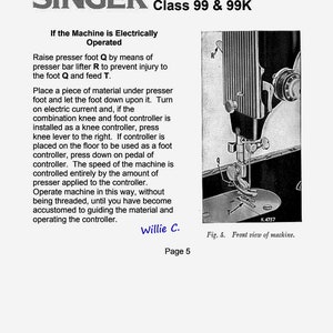 Singer _class 99 & 99K _sewing Machine _instruction Manual _PDF Format ...