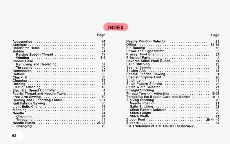 Singer 495 Starlet _instruction Manual _PDF Format _digital - Etsy