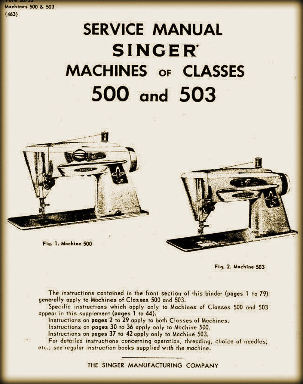 Singer Class 500 & 503 Sewing Machine _service Manual _digital Download ...