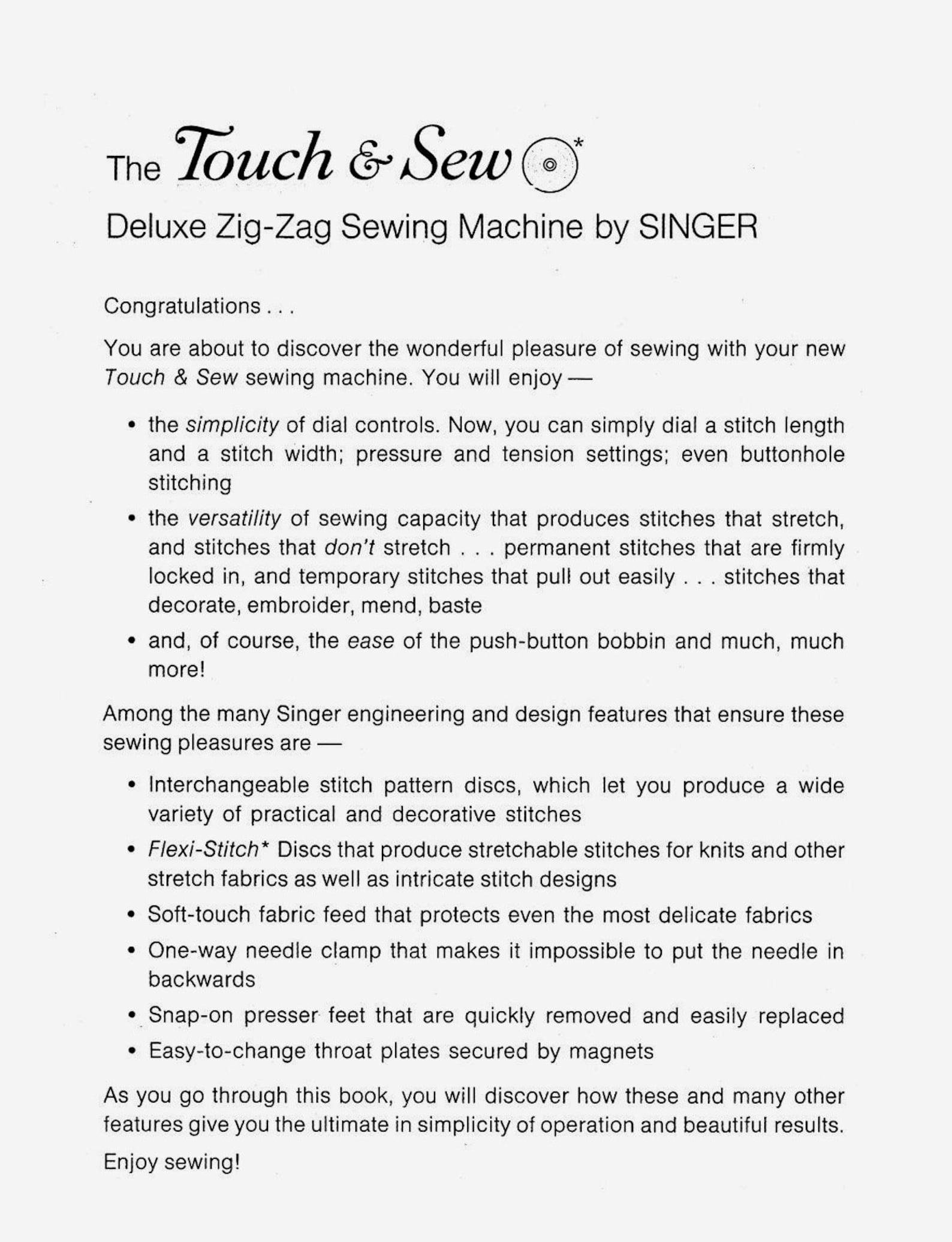 Singer Model 758 _touch N Sew Sewing Machine _instruction Manual ...