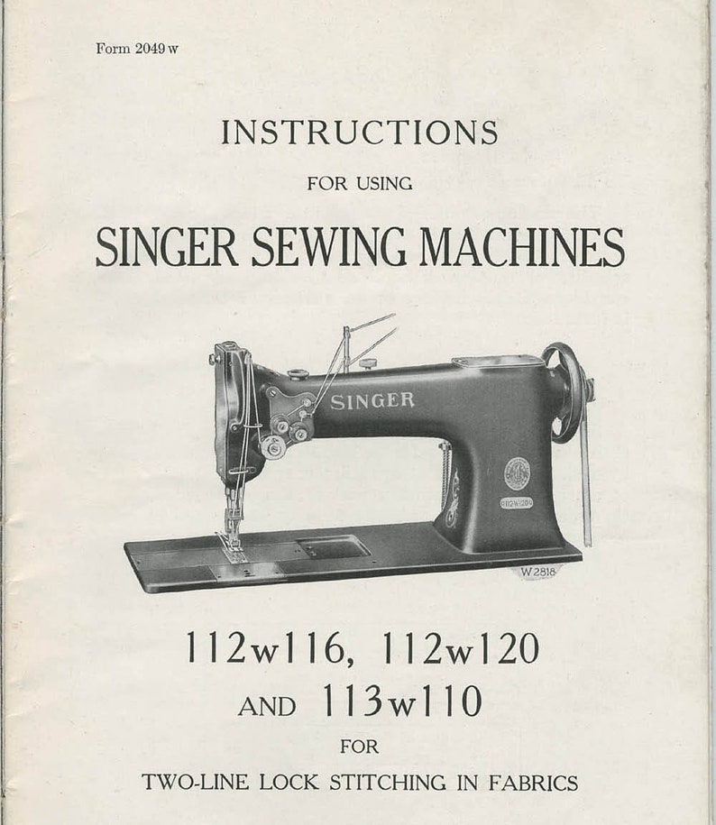 Singer 112w116 _112w120 _113w110 _instruction Manual _digital Download ...