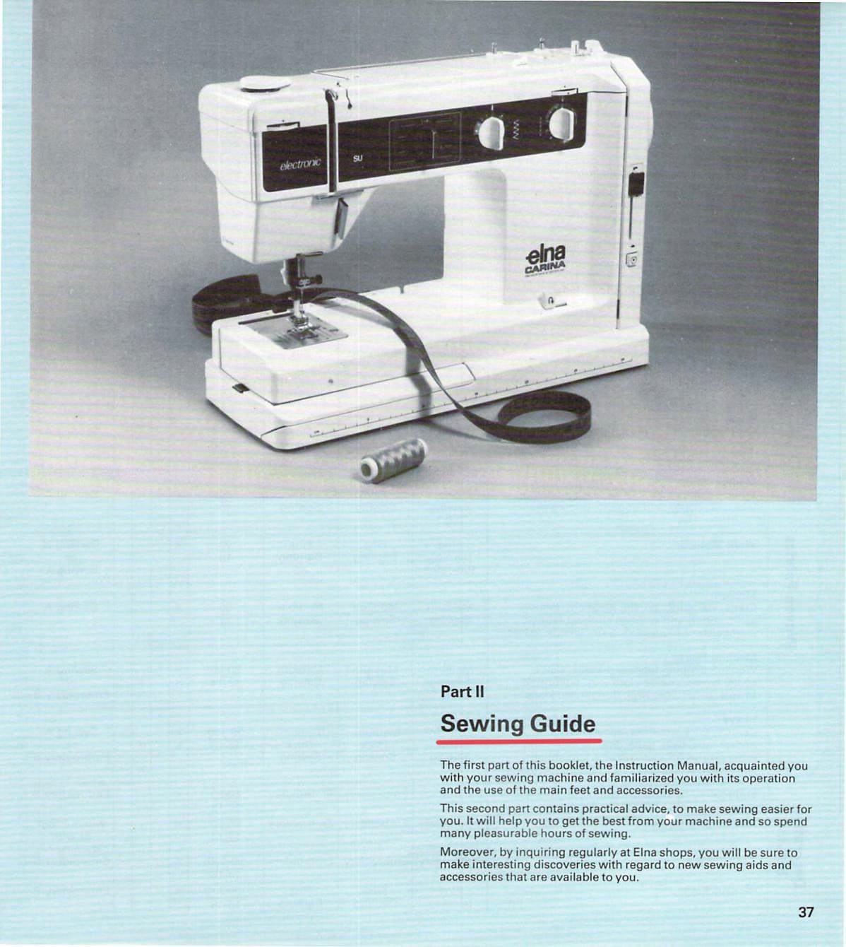 Elna Carina SU _instruction Manual and Sewing Guide _digital Download ...