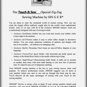 Singer 626 Touch and Sew Instruction Manual _digital Download_pdf ...