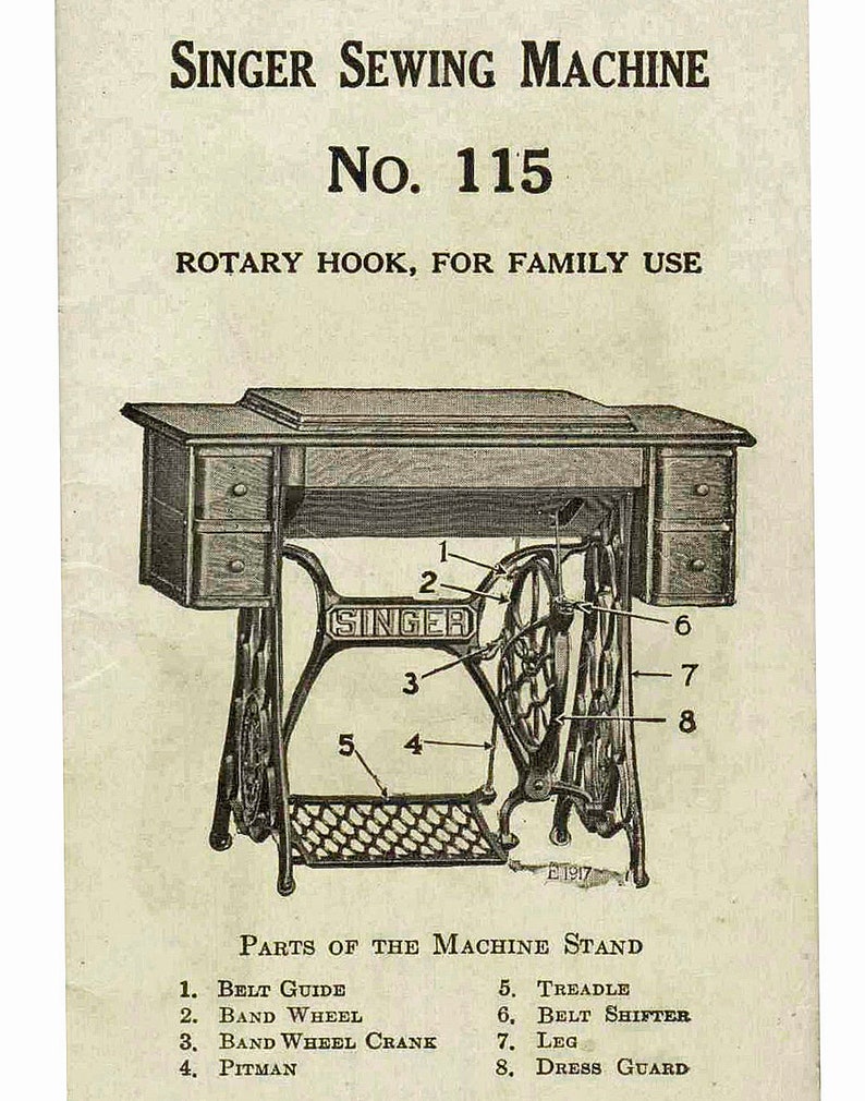 Singer Model: 115 Sewing Machine _instruction Manual _PDF Format ...