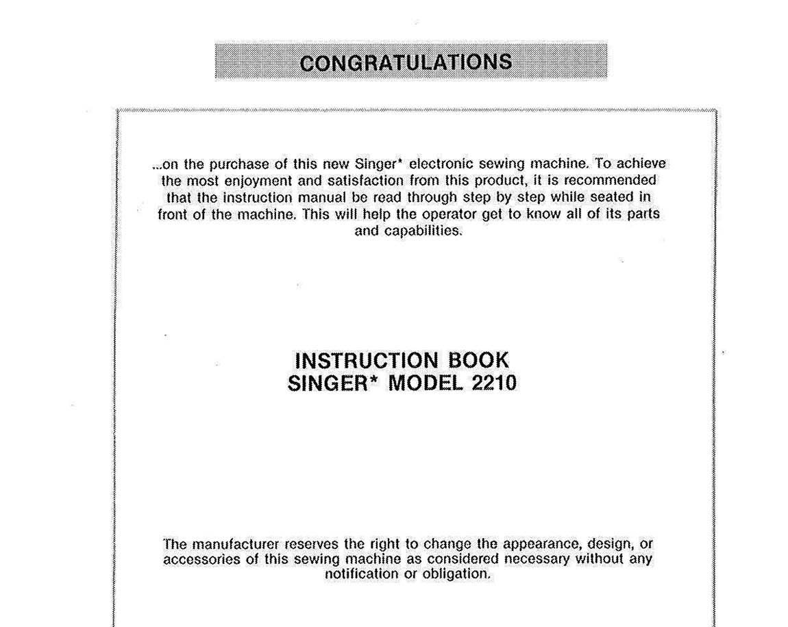 Singer 2210 _instruction Manual _PDF Format _digital Download - Etsy