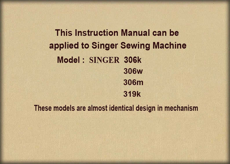 Singer 306 Sewing Machine Instruction Manual (digital Download PDF ...