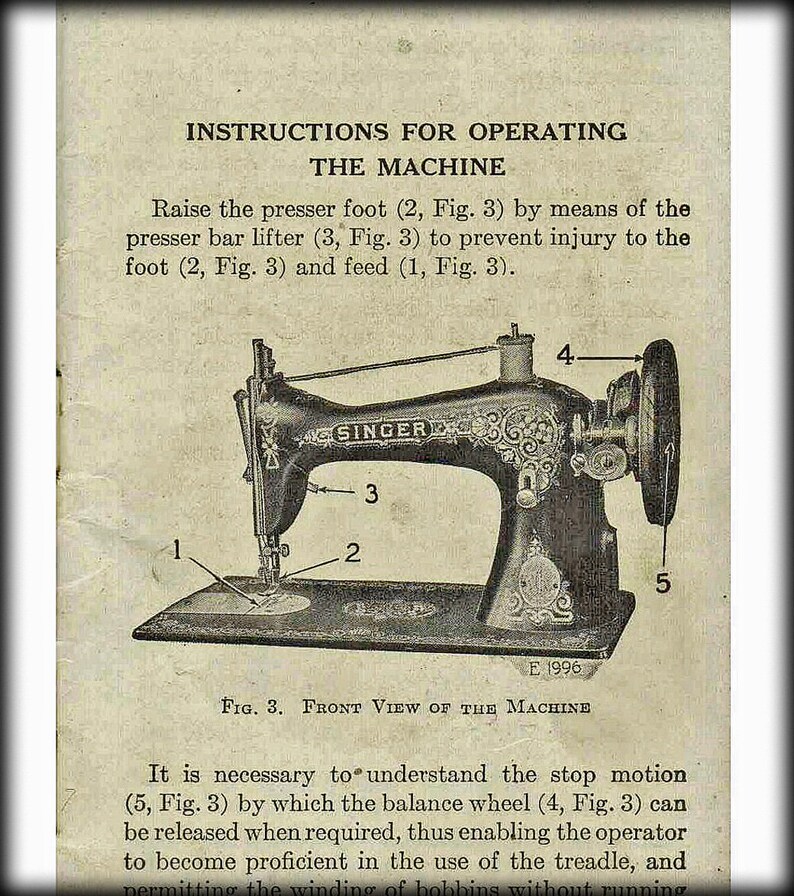Singer Model: 115 Sewing Machine _instruction Manual _PDF Format ...