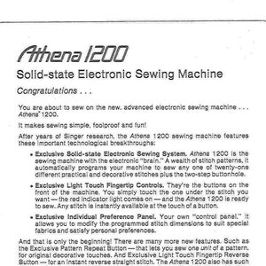 Singer Athena 1200 _instruction Manual _PDF Format _digital Download - Etsy