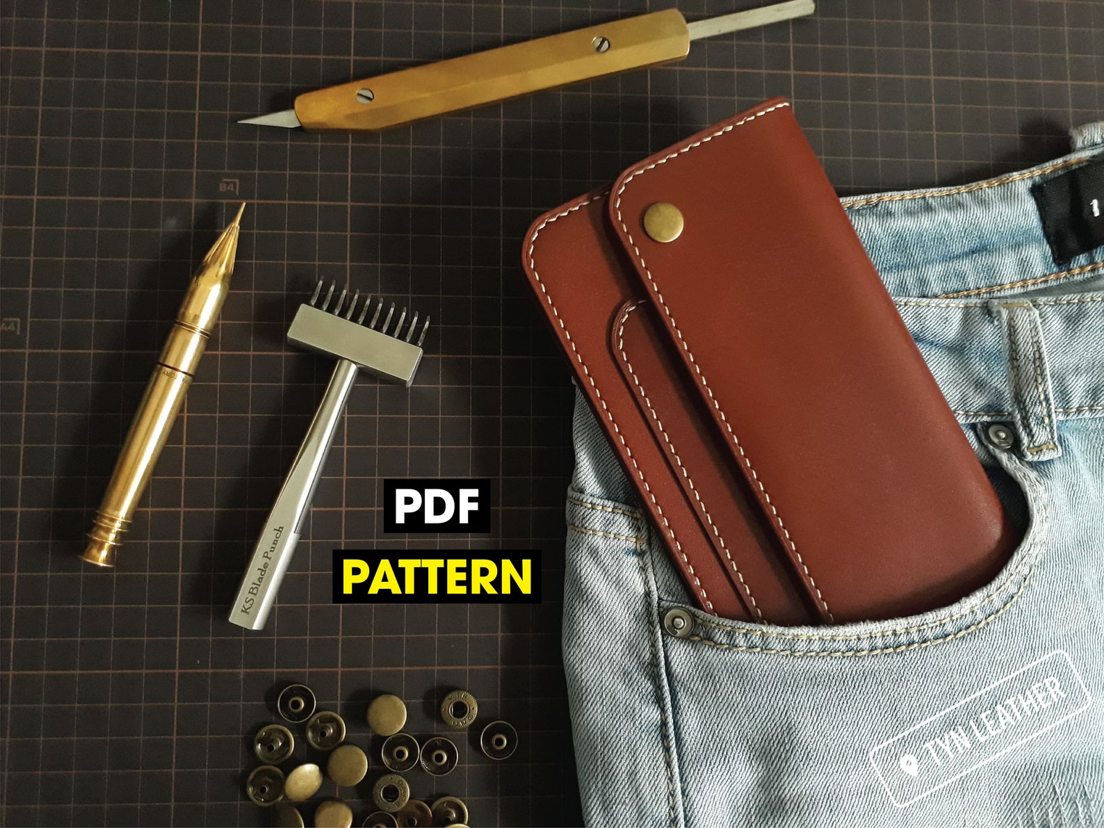 Leather Trucker Wallet Pattern Leather Long Wallet Pattern | Etsy