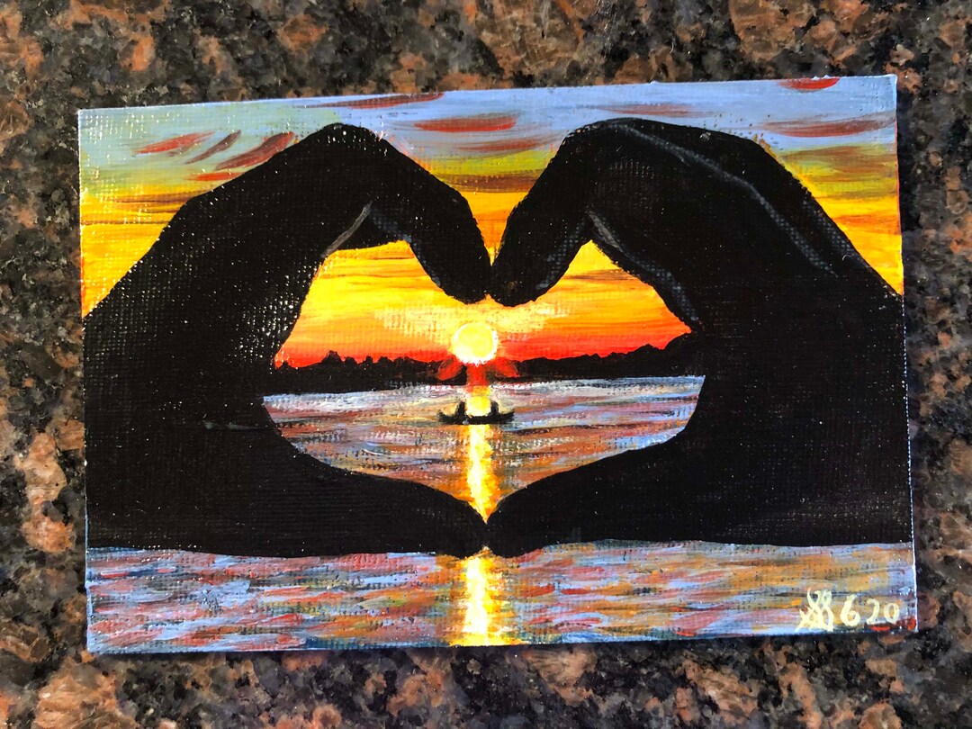 Heart Sunset Drawing