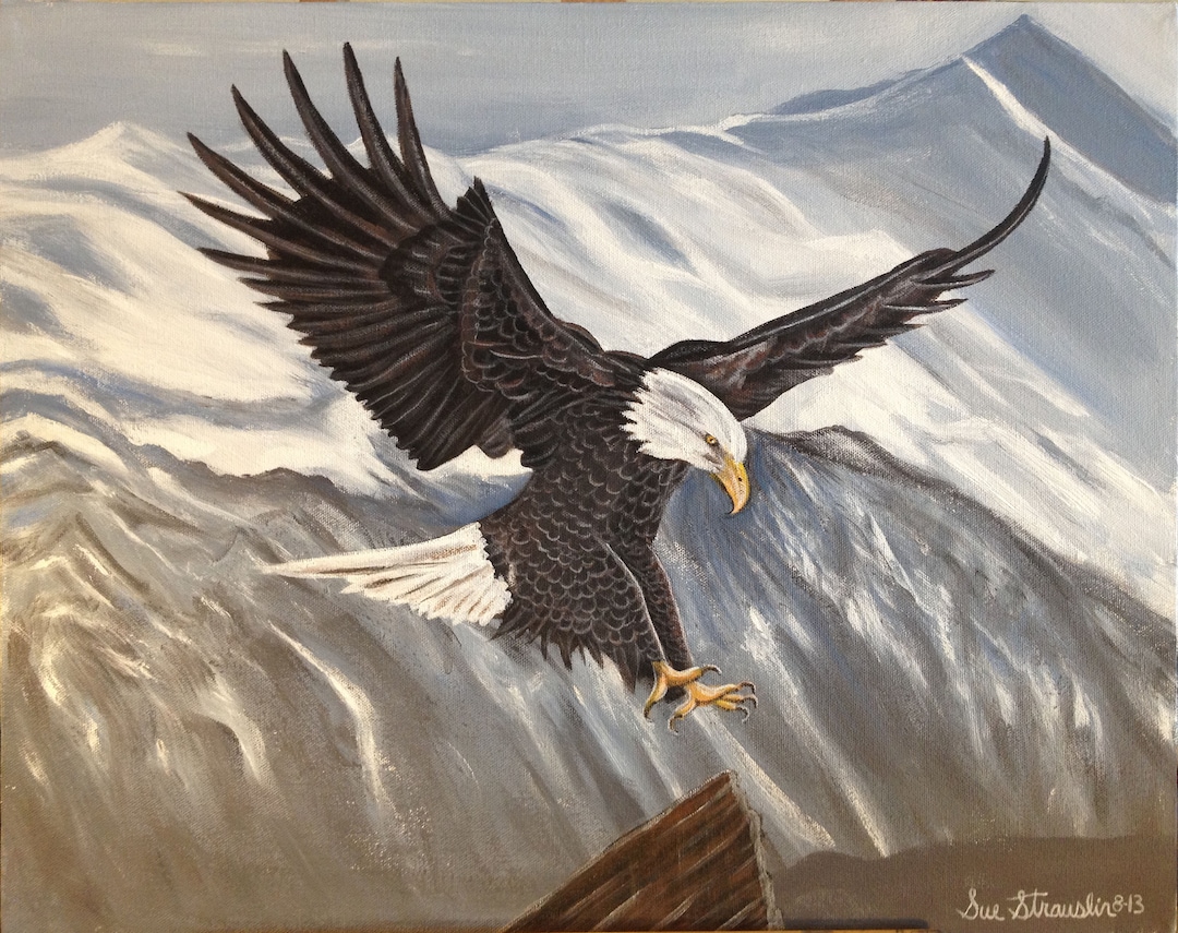 11 X 14 Soaring Eagle Print of Acrylic Painting - Etsy