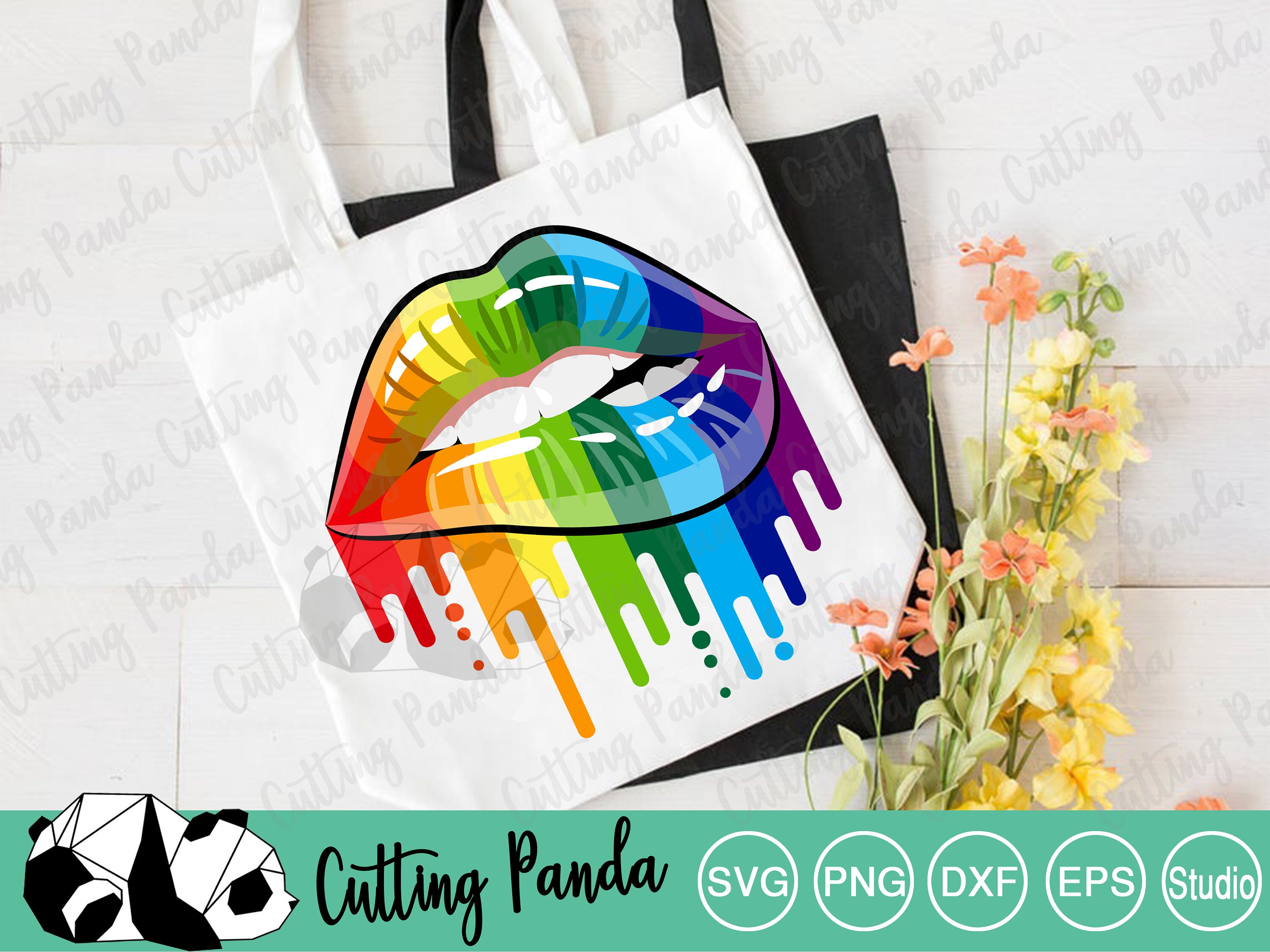 Rainbow Drip Lips SVG Drip Lips SVG Rainbow Lips SVG Lips | Etsy